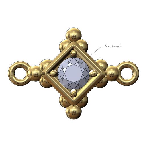 STL file 5mm diamond beaded square pendant bracelet charm 3D print ...