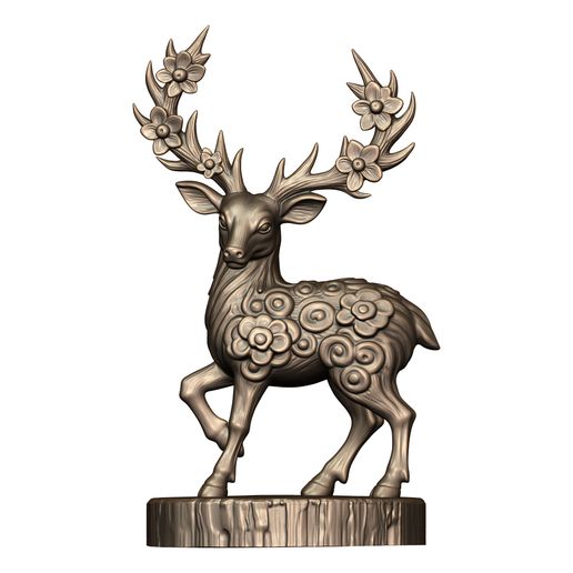🗿 Bloomhart Stag – Floral Antler Decorative Sculpture・ STL File for 3D ...