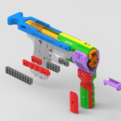 🎲 Nerf Gecko 2.0 Gonzo Grip System (GGS) mods・Free 3D File for ・Cults