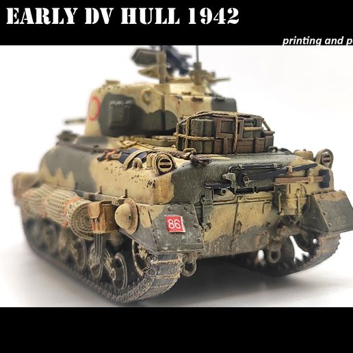 🦸 Sherman II early DV Hull 1942・ 3D File for 3D printing・Cults