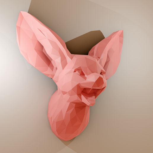 🦊 Fennec fox head wall mount scream low poly stl・ STL File for 3D ...
