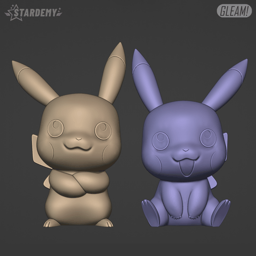 🐉 Pikachu Chibi 2 models Easy Print・ 3D File for 3D printing・Cults