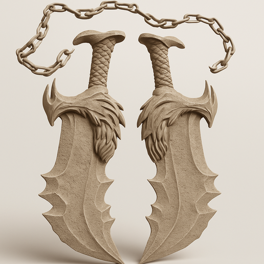 ⚔️ Blades of Fury – Fantasy Twin Swords with Chain・ STL File for 3D ...