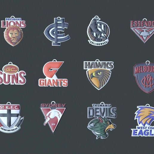 🗝️ AFL all teams printable and renderable badges keychain・ 3D File for ...