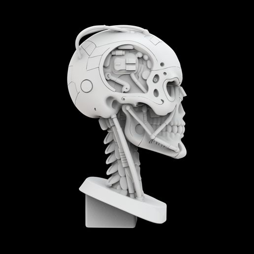 💀 T-800 Terminator 2 Inspired Cyborg Skull Futuristic 3D Printable ...