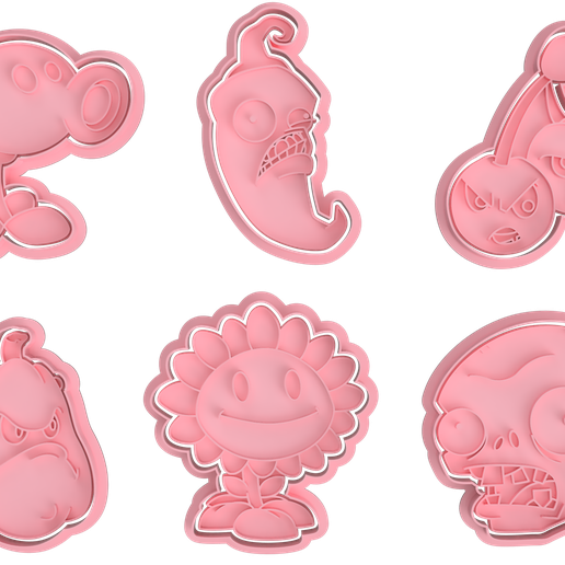 🧟 CORTANTES DE PLANTS VS ZOMBIES PARA GALLETA Y FONDANT・Archivo STL ...
