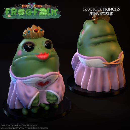 STL file Frogfolk Princess Miniature, Pre-Supported 👸 ・3D printing ...