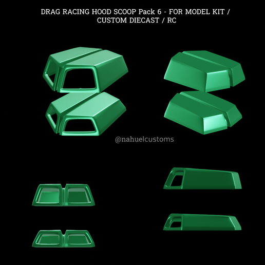 👽 DRAG RACING HOOD SCOOP Pack 6 - FOR MODEL KIT / CUSTOM DIECAST / RC ...