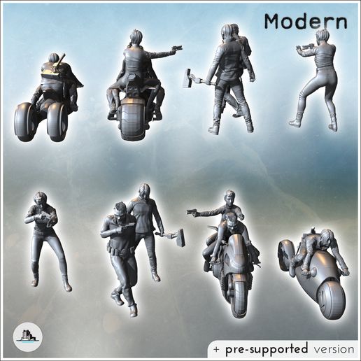 👴 Set of six post-apocalyptic gang members with two futuristic ...