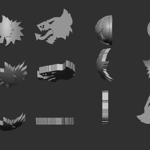 🐺 Wolf pauldron and symbols・ STL File for 3D printing・Cults