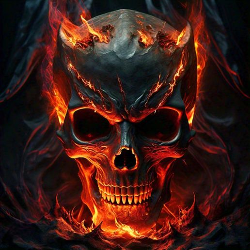 💀 flaming hell skull・ STL File for 3D printing・Cults