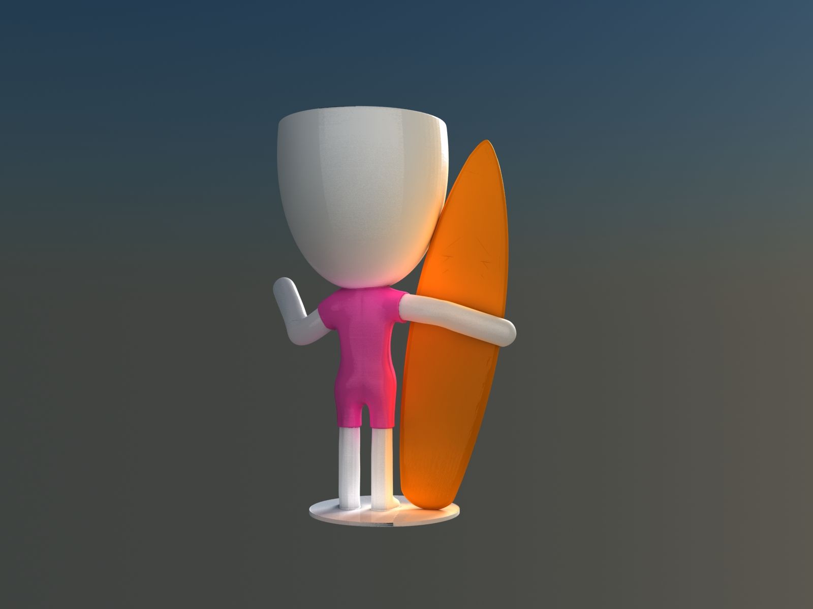 Download 3MF File Surfer Woman Flowerpot 3D Printer Model Cults