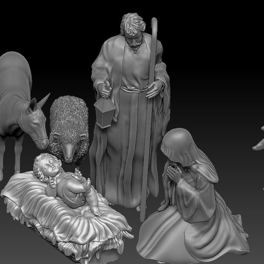 STL file Nativity Crib figures 3D print model HOLY FAMILY STATUE 🎄 (OBJ ...