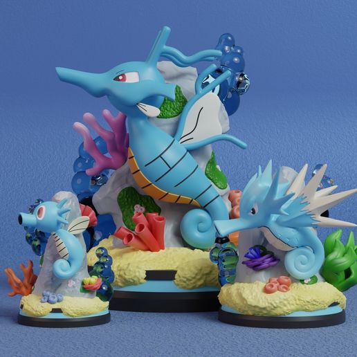 STL file Pokemon - Horsea, Seadra and Kingdra Figure 🐉 ・3D printing ...