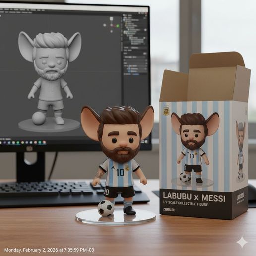 🏈 Lionel Messi x Labubu Style - Football GOAT 3D Figure・Archivo STL ...