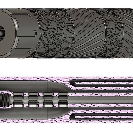 🔫 Integral Suppressor in .22 caliber (1/2x20 and x28)・ STL File for 3D ...