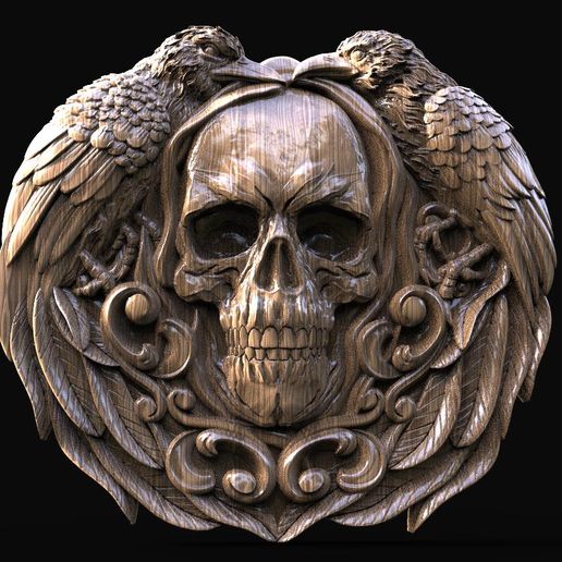 💀 Skull and crows CNC・ STL File for 3D printing and CNC machining ...
