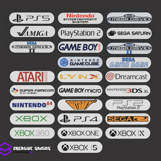 🎮 LOT *2 OF 26 DECORATIVE BANNERS, COLLECTION, VIDEO GAME CONSOLE BRAND ...