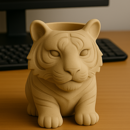 Tiger Planter – Modern Tiger Face Pen Holder STL - Cults3D 3D Model | 3Drop