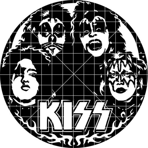 DXF file KISS band for laser cutting on vinyl record DXF file 💋 ・3D ...