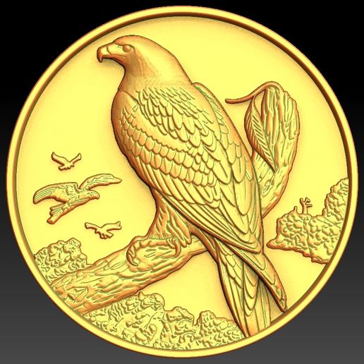 🦅 Eagle coin CNC Relief Model・ STL File for 3D printing・Cults