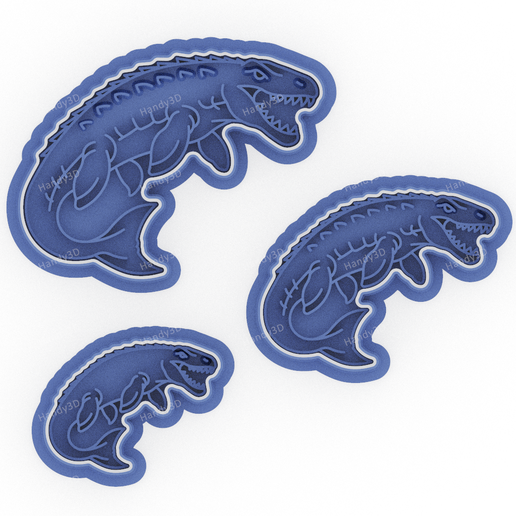 🍪 Mosasaurus Cookie Cutter & Stamp Set - Aquatic Dinosaur (3 Sizes ...