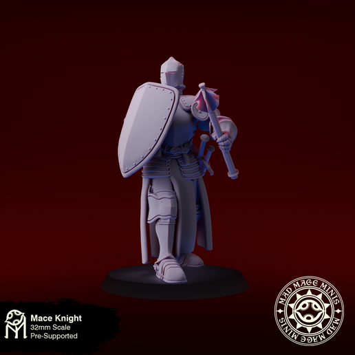 🛡️ Shield Knight - Mace・ 3D File for 3D printing・Cults