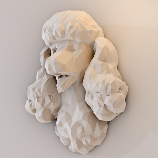 STL file poodle head wall mount low poly mouth open stl 🐩 ・3D print ...
