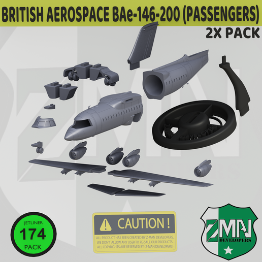 🛩️ BAe-146-200 (PASSENGER) V6・ STL File for 3D printing・Cults