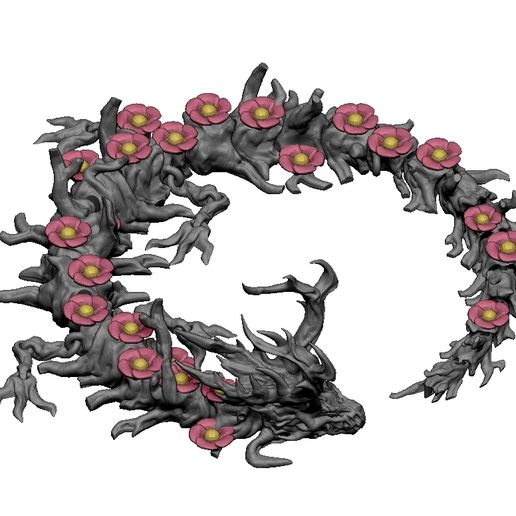 🍑 Articulated Peach blossom Dragon Flexi , flower Dragon・ STL File for ...