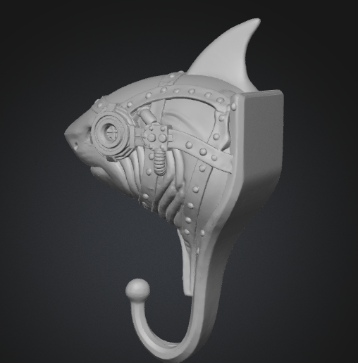 🦈 Steampunk Shark Hook・ STL File for 3D printing・Cults