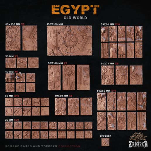 🇪🇬 Egypt (Square) - Bases and Toppers (OLD World)・ 3D File for 3D ...