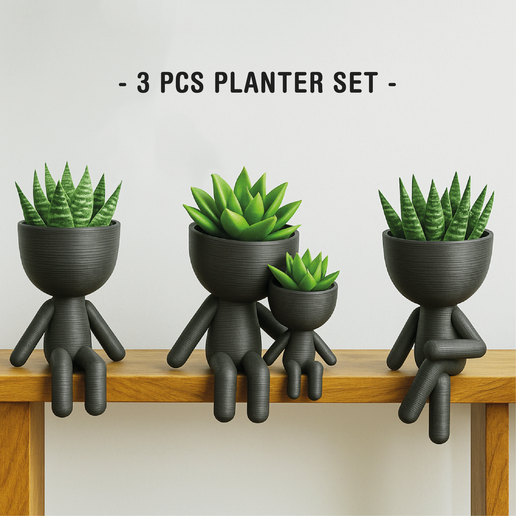 🪴 Robert Planter Set, Plant Buddy Planter, Human Succulent Plant Pot ...