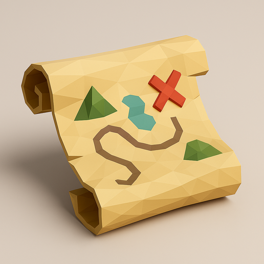 🗺️ Polygonal Treasure Map・Free STL File for 3D printing・Cults