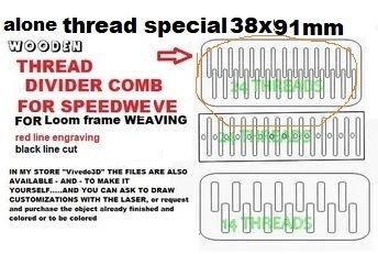 🪵 Wooden THREAD DIVIDER COMB special for mini loom 24threads (n. hooks ...