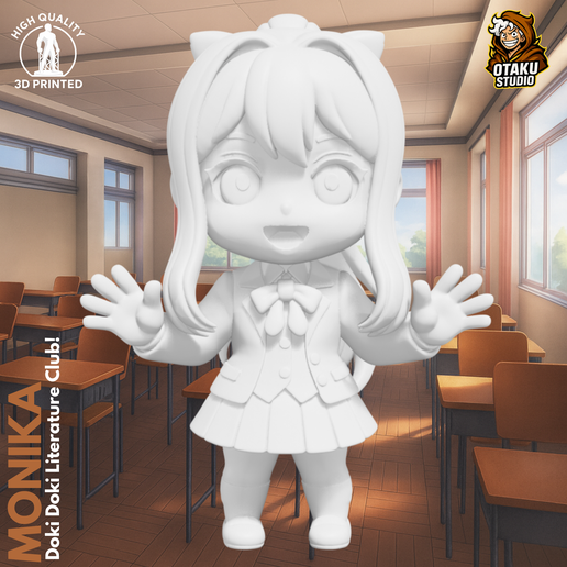 🎨 Chibi Monika - Doki Doki Literature Club Fan Art 3D Model・ STL File ...