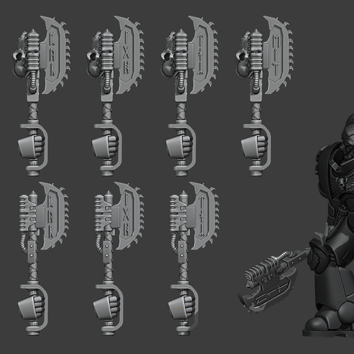🪓 Runic Warrior Chain Axes - 24 Variant・ STL File for ・Cults