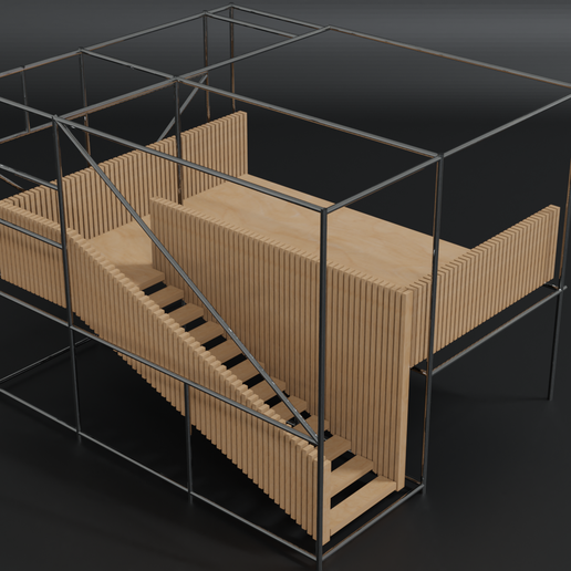 🪜 Modern Industrial Stairs 3d model 3D model・ 3D File for ・Cults