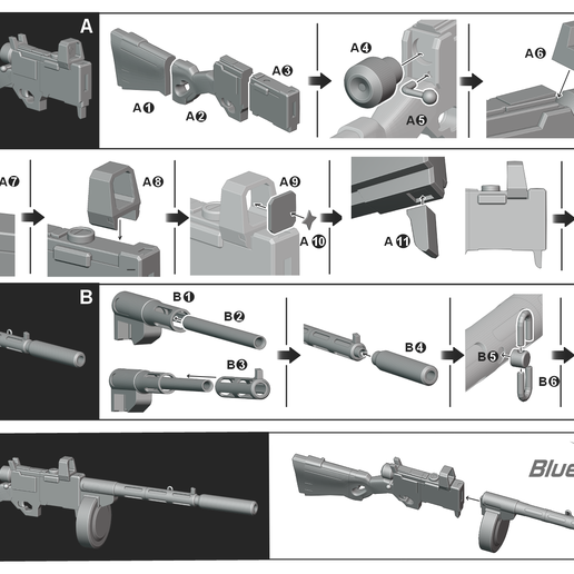 🔫 Blue Archive Tsukiyuki Miyako's Rabbit-31 Submachine gun・ STL File ...