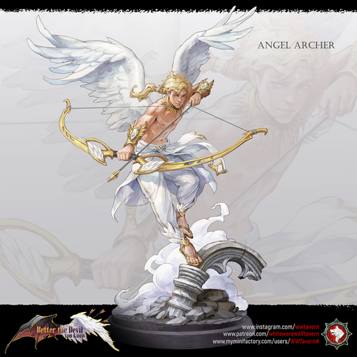 👼 Angel Archers set, 3 miniatures 32mm pre-supported・ 3D File for 3D ...