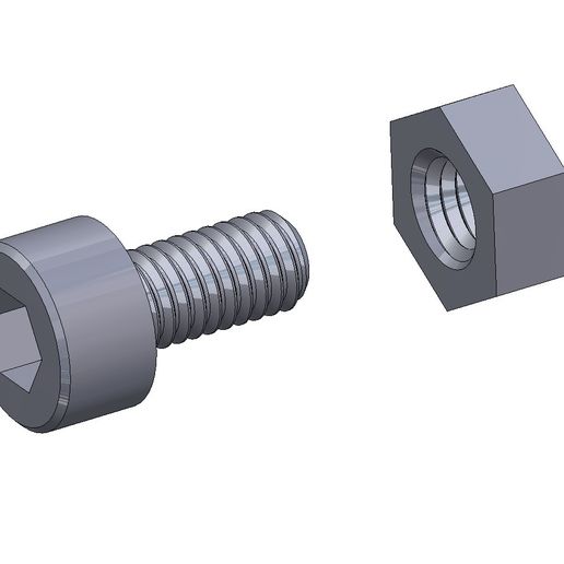 🔩 M3 x 6mm screw DIN 912 VG + M3 nut DIN934 Nut Screw・ STL File for 3D ...