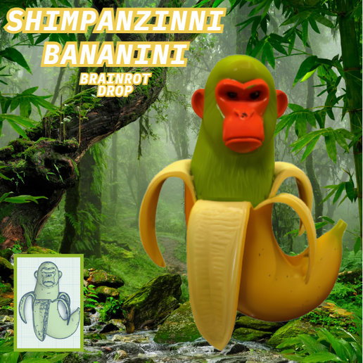 🇮🇹 shimpanzinni bananini・Free STL File for 3D printing・Cults