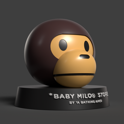 👶 Baby Milo Display Head- B.A.P.E (A Bathing Ape)・ OBJ File for ・Cults