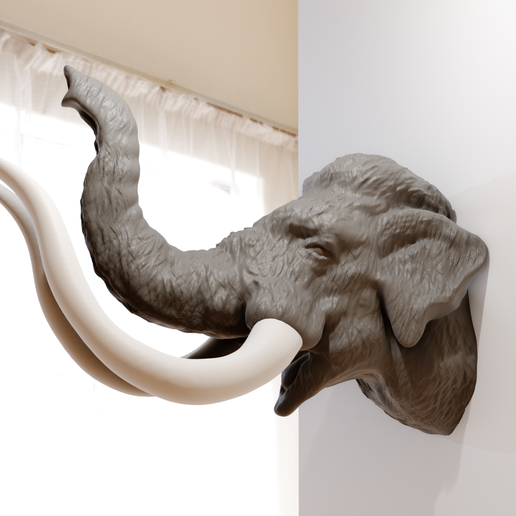 STL file mammoth head roaring wall mount 🦣 ・3D printable model to ...