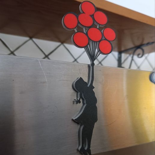 🎈 Flying Balloon Girl - Banksy magnet・ 3MF File for 3D printing・Cults