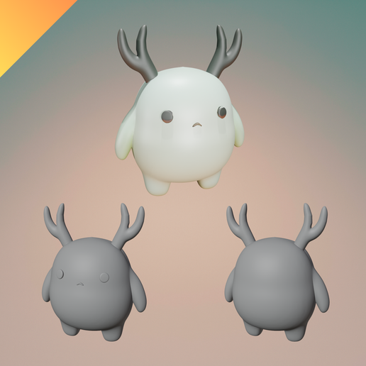 👹 Chubby Forest Spirit with Antlers – 3D Printable Cute Creature STL ...