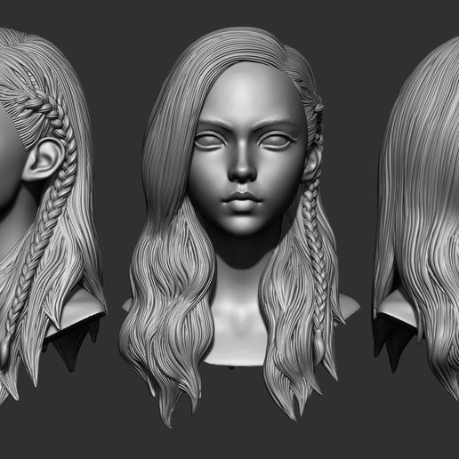 ♀️ 45 Female hair collection ZTL OBJ STL・ 3D File for 3D printing・Cults