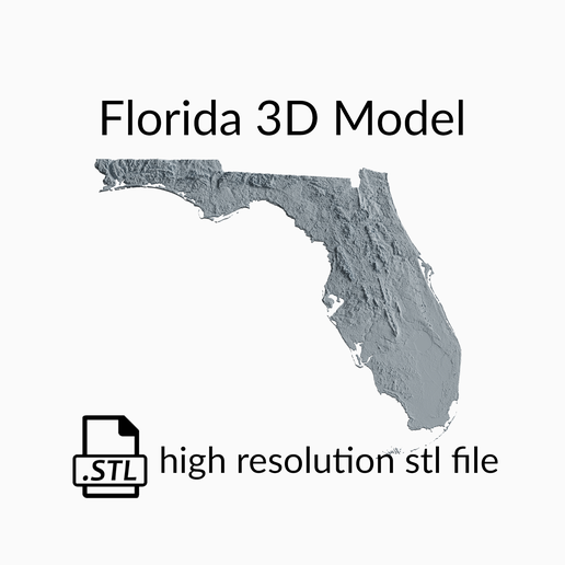 🇺🇸 USA State of Florida Topographic Map - 3D Terrain Elevation - Relief ...