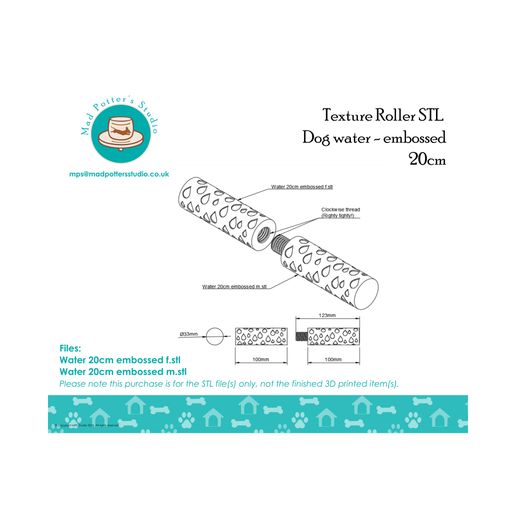 3D file Texture Roller STL File - water drops - embossed 20cm - for 3D ...