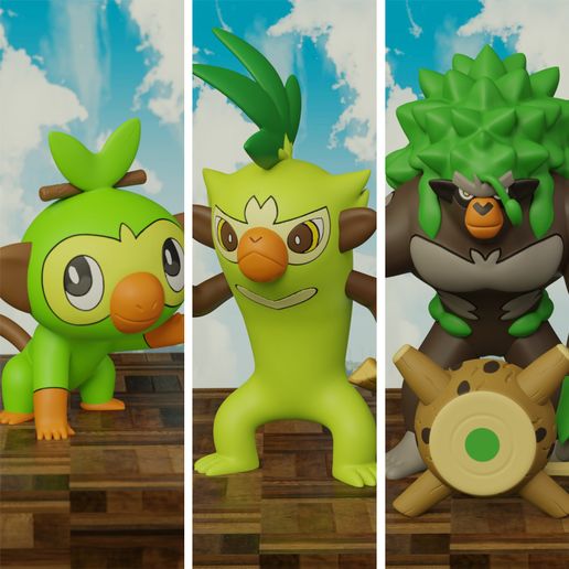 STL file pokemon grookey evolution pack 🐉 ・3D printer design to ...